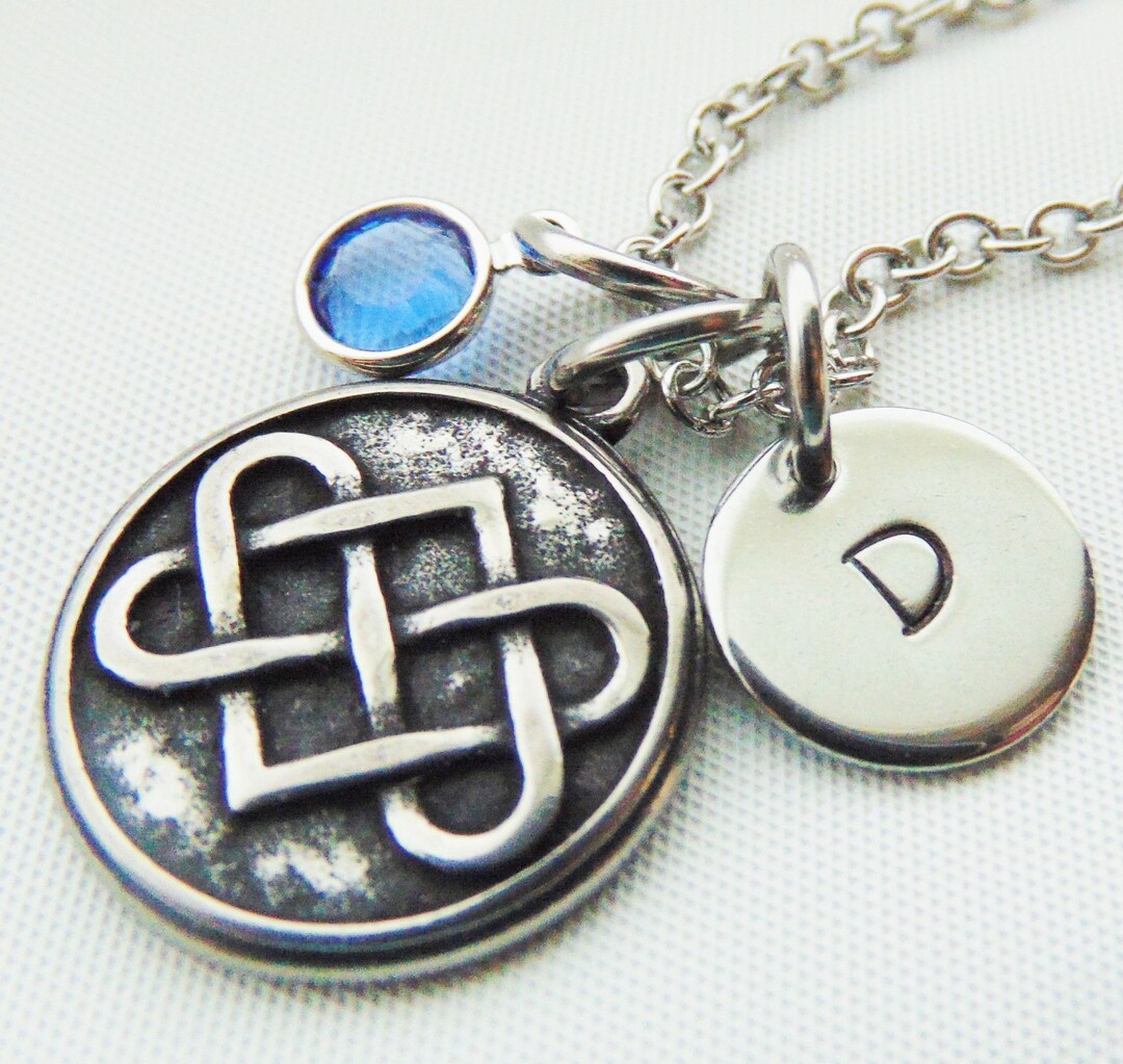 Valentines Necklace Celtic Heart Personalized Handstamped Necklace Gift ...