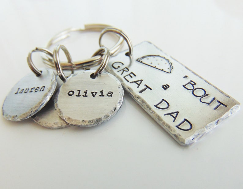 Personalized Dad Keychain, Fathers Keyring, Taco 'bout a Great Dad ...