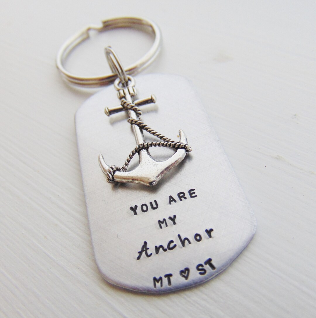 Anchor Key Ring, Personalized Key Ring, Dog Tag Keychain, Custom Key ...