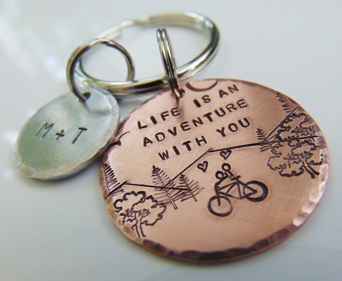 Bicycle Key Ring, Life is an Adventure With You, Anniversary Gift ...