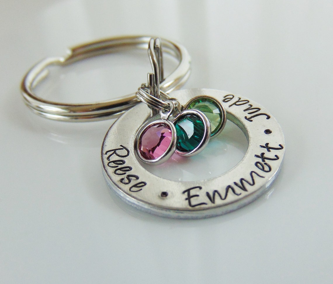 Mothers Day Personalized Keychain Hand Stamped Key Ring - Etsy