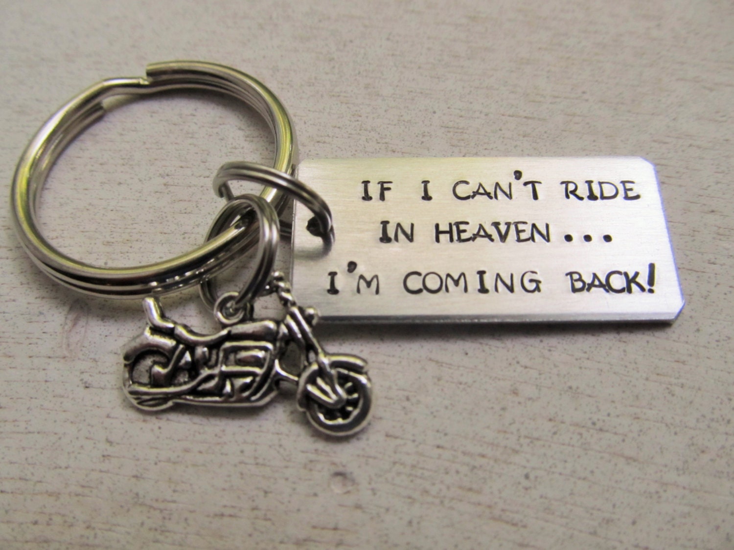 Motorcycle Key Ring Hand stamped Keychain Father's Day | Etsy