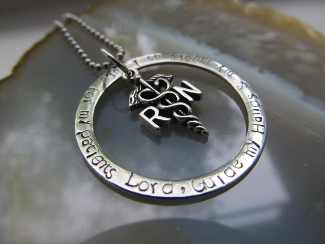 Nurses Necklace, RN, Nurses Prayer Necklace Hand Stamped Jewelry ...