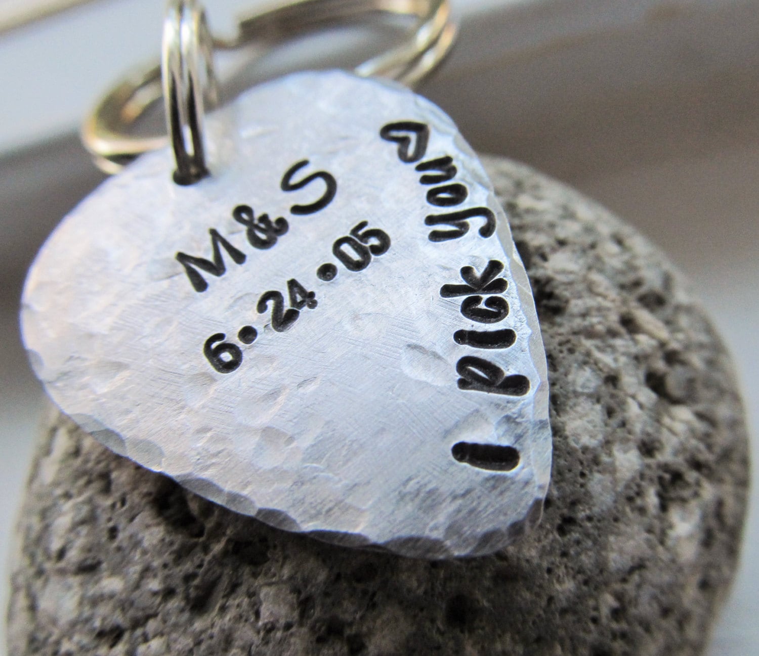 Personalized Guitar Pick Key Ring Aluminum Hand Stamped Key | Etsy