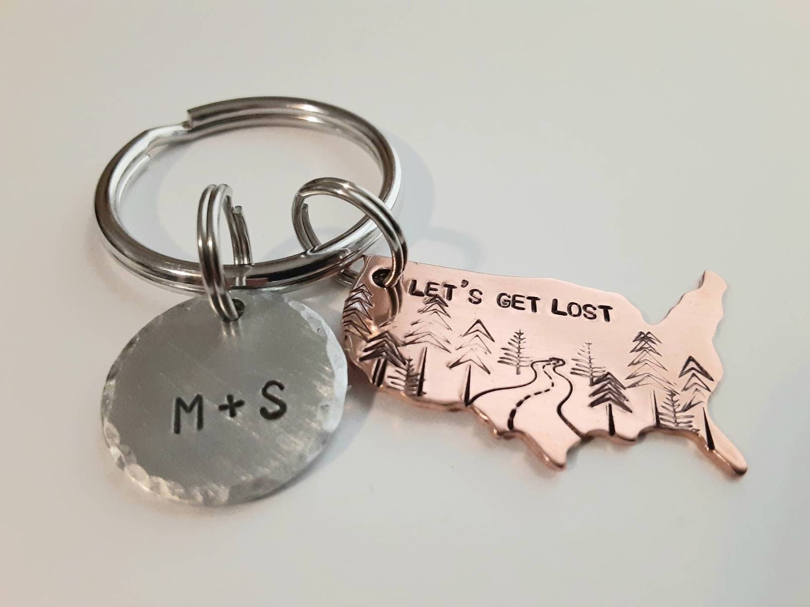 Let's Get Lost Adventure Keychain Personalized US - Etsy
