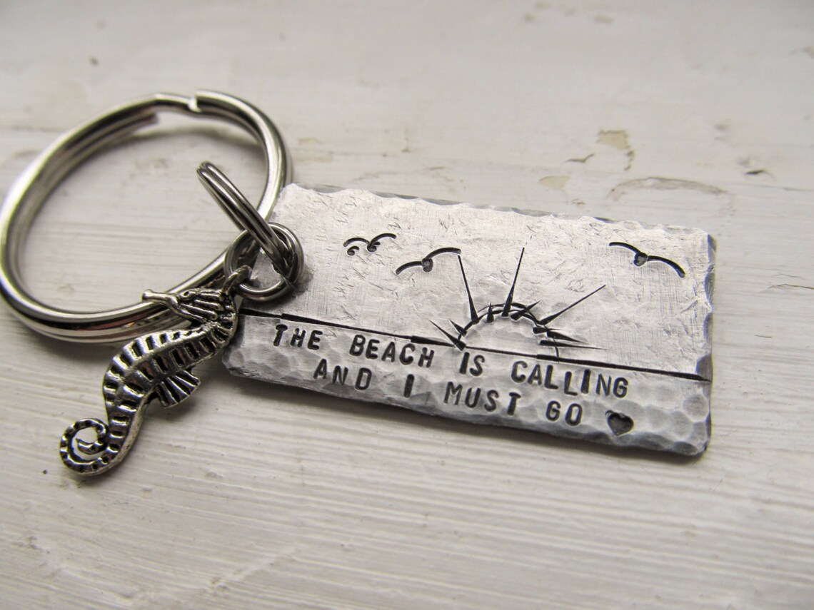 Personalized Beach Key Ring Sea Horse Key Ring Beach is Calling ...