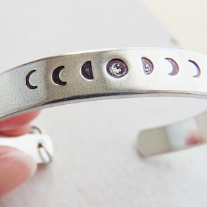 Moon Phase Bracelet, Cuff Bracelet, Hand Stamped Moon Phase, Gift for ...