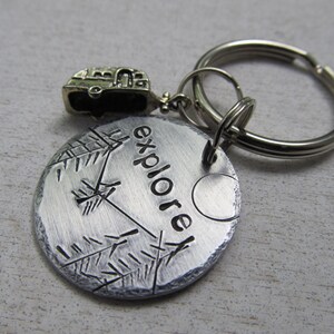 Camping Keychain Camper Key Ring Hand Stamped Keychain Camper Gift ...
