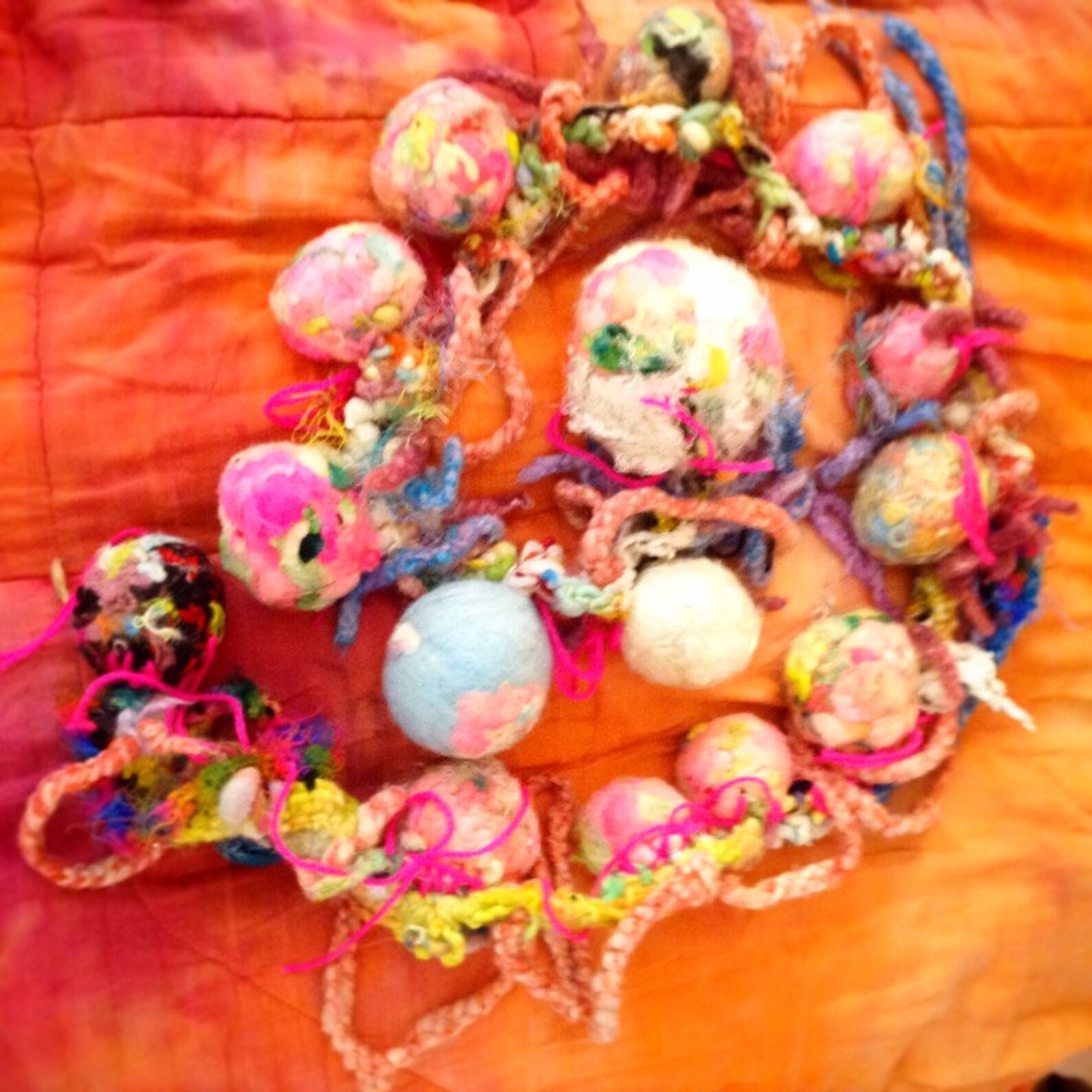 Magic 16 felted balls scarf thing | Etsy