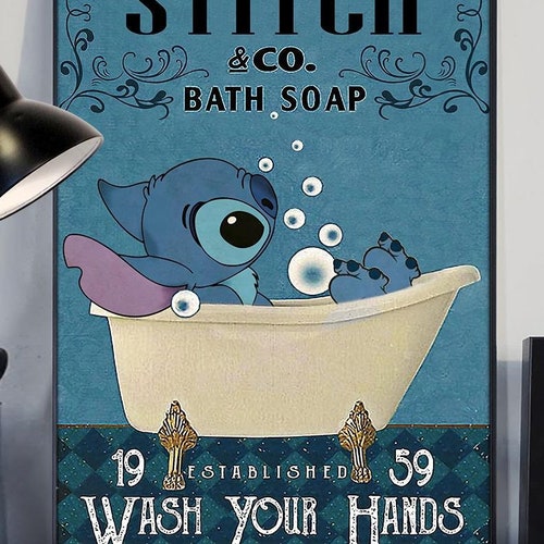 Stitch Bathroom Restroom Toilet Poster/canvas Stitch & Co - Etsy