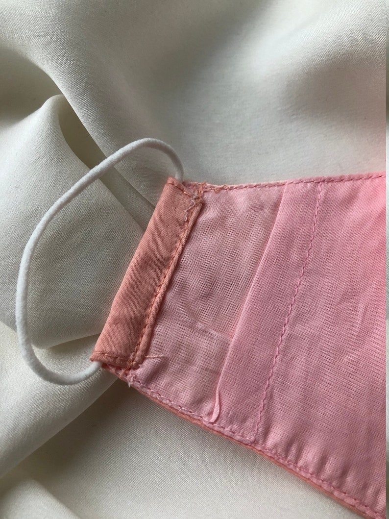 Pastel Peach Satin and Cotton Fitted Small Ladies Face Mask With PM2.5 ...