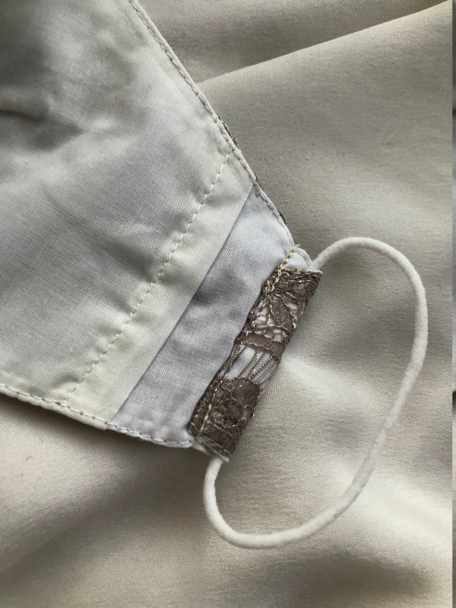 Ladies Small Face Mask in Taupe Lace and Cotton Lining With PM2.5 ...