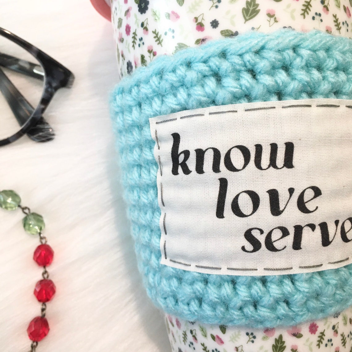 Coffee Cozy. Know Love Serve. Catholic Coffee Sleeve. Catholic Gifts ...