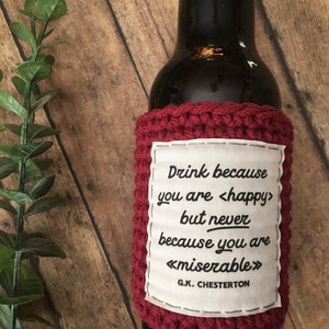 Beer Cozy. GK Chesterton Quote Bottle Cozy. Gifts for Catholic Men ...