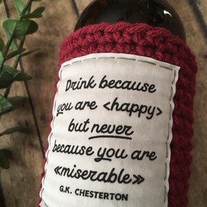 Beer Cozy. GK Chesterton Quote Bottle Cozy. Gifts for Catholic Men ...