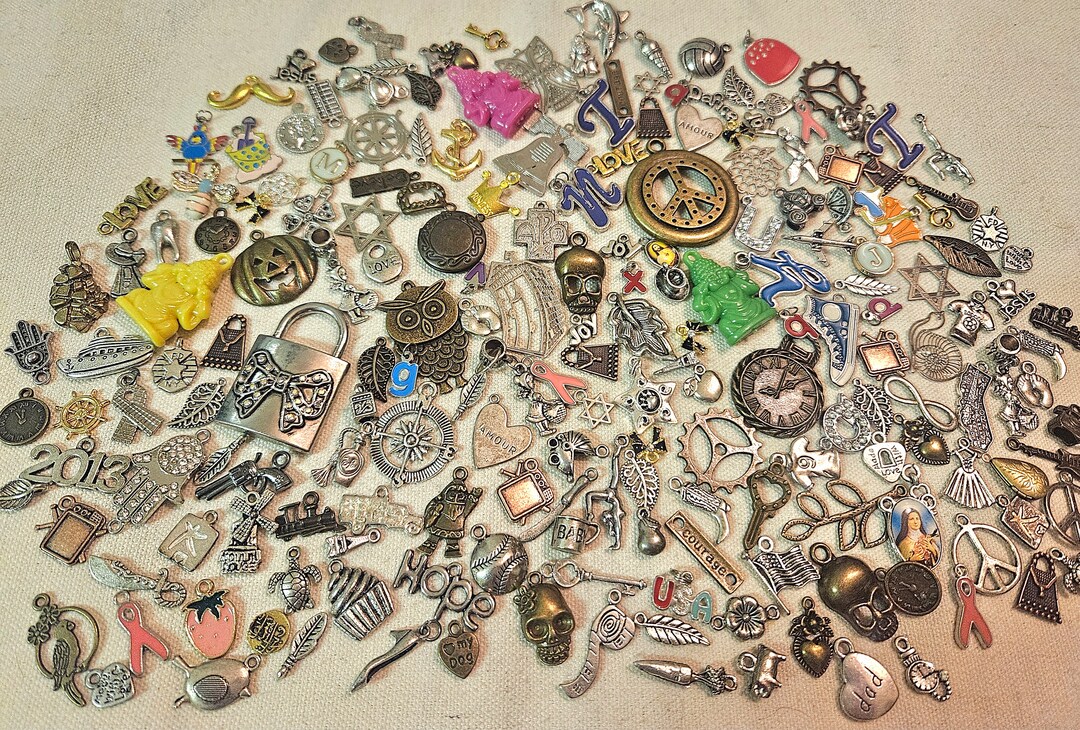 HUGE Vintage to Modern Mixed Random Charms Lot- Over 200 Pieces (#20 ...