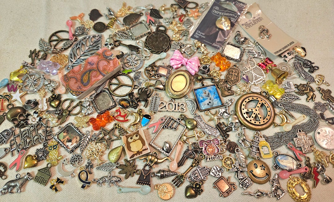 HUGE Vintage to Modern Mixed Random Charms Lot- Over 200 Pieces (#44 ...