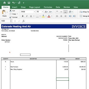 Microsoft Excel Invoice Template, Complete With Autofill Formulas, Customizable, Easy to Use ...