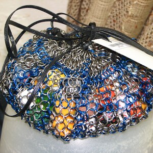 Large Chain Mail Dice Bag W/ooak Color Web Pattern - Etsy