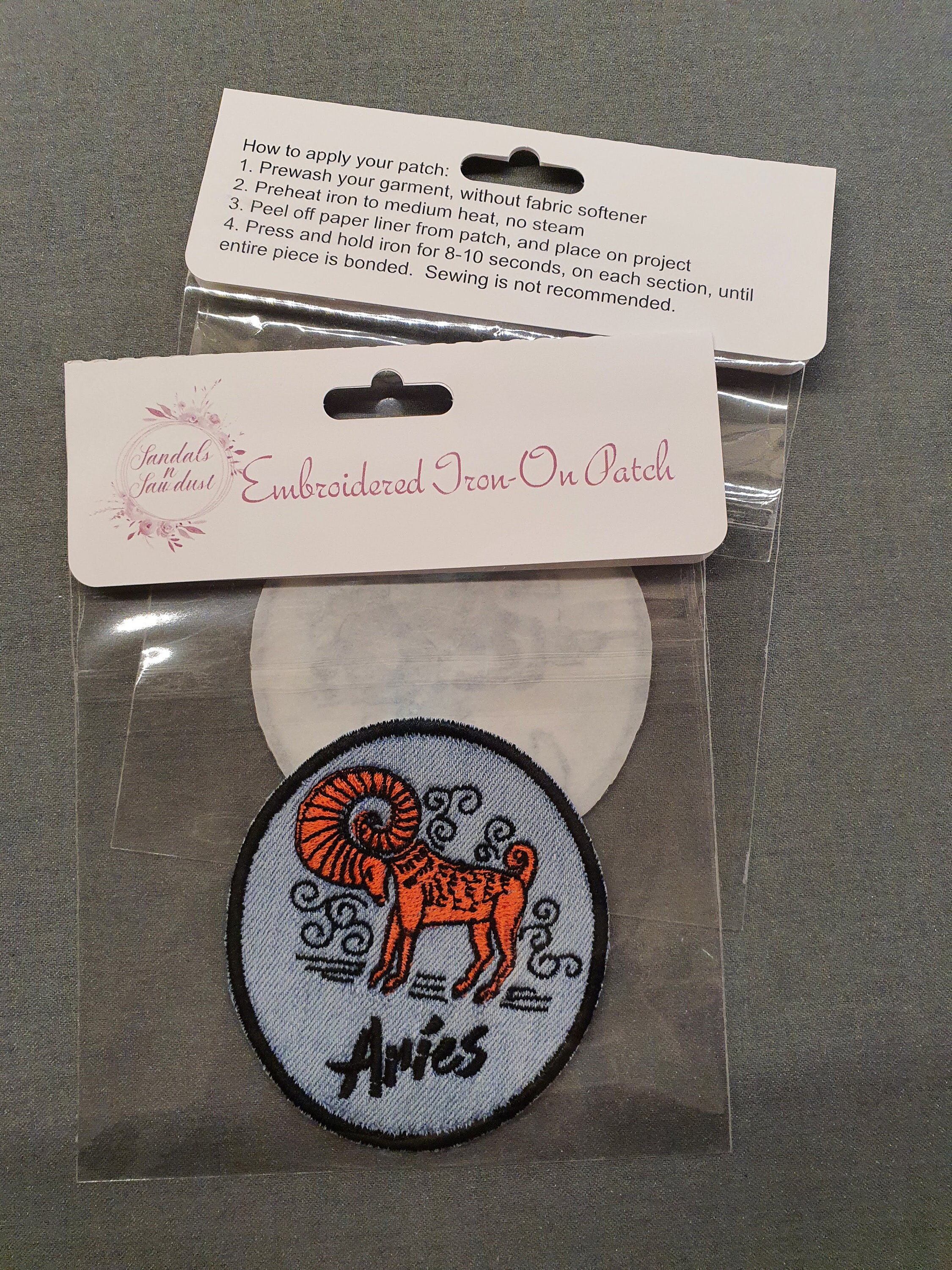 Aries Iron-On Patch on Light Denim Zodiac Sign | Etsy