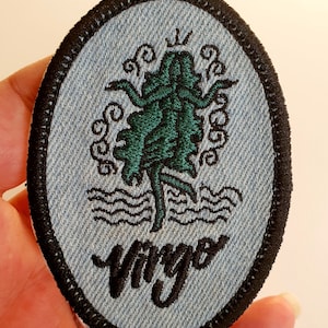 Virgo Iron-on Patch, on Light Denim, Zodiac Sign, Embroidered Patch - Etsy