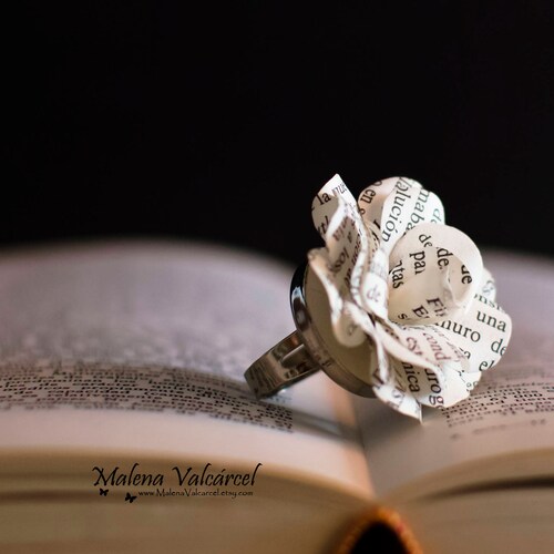 Paper Flower Ring Adjustable Ring Recycled Paper - Etsy