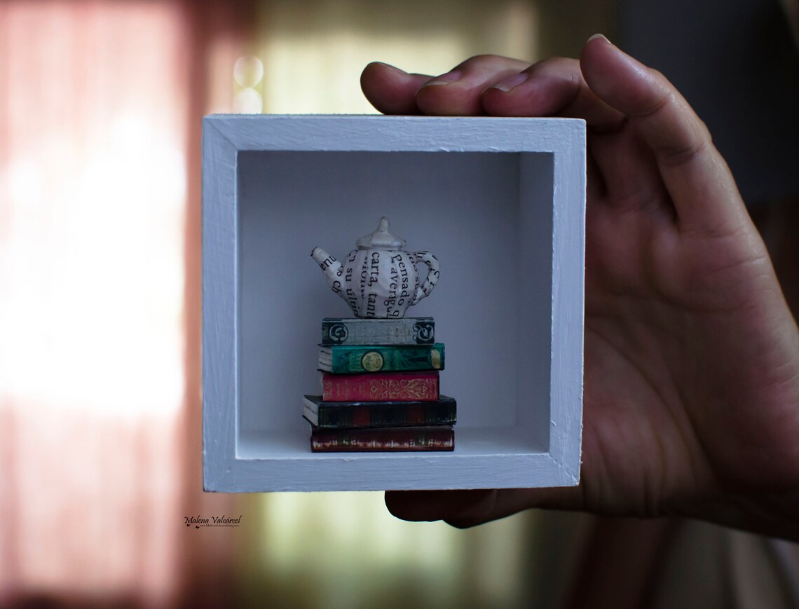 Diorama - A Tea and A Book - Miniatures - Paper Art - Etsy