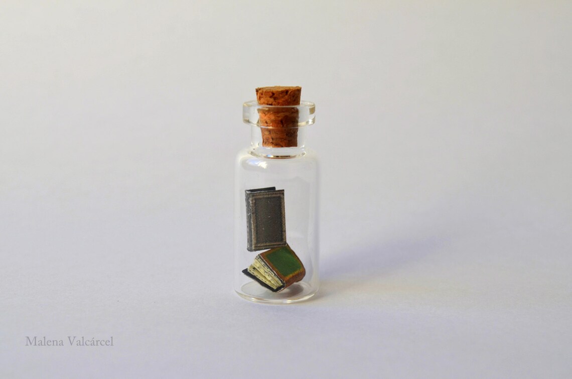 Tiny Paper Books in a Bottle - Vial With Miniature Books - Etsy