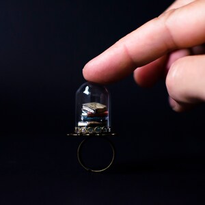 Tiny Books Ring Miniature Books Ring Glass Dome Ring - Etsy
