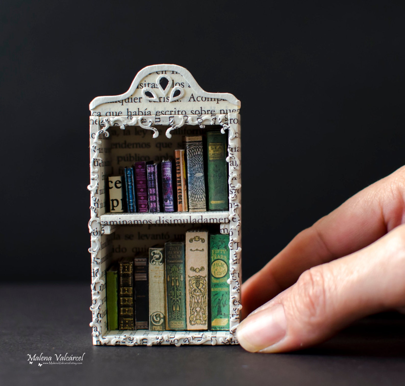 Paper Art Miniature Library With Tiny Books Diorama - Etsy