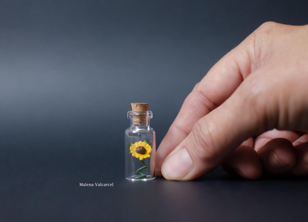 Miniature Paper Sunflower in Vial - Tiny Art - Etsy