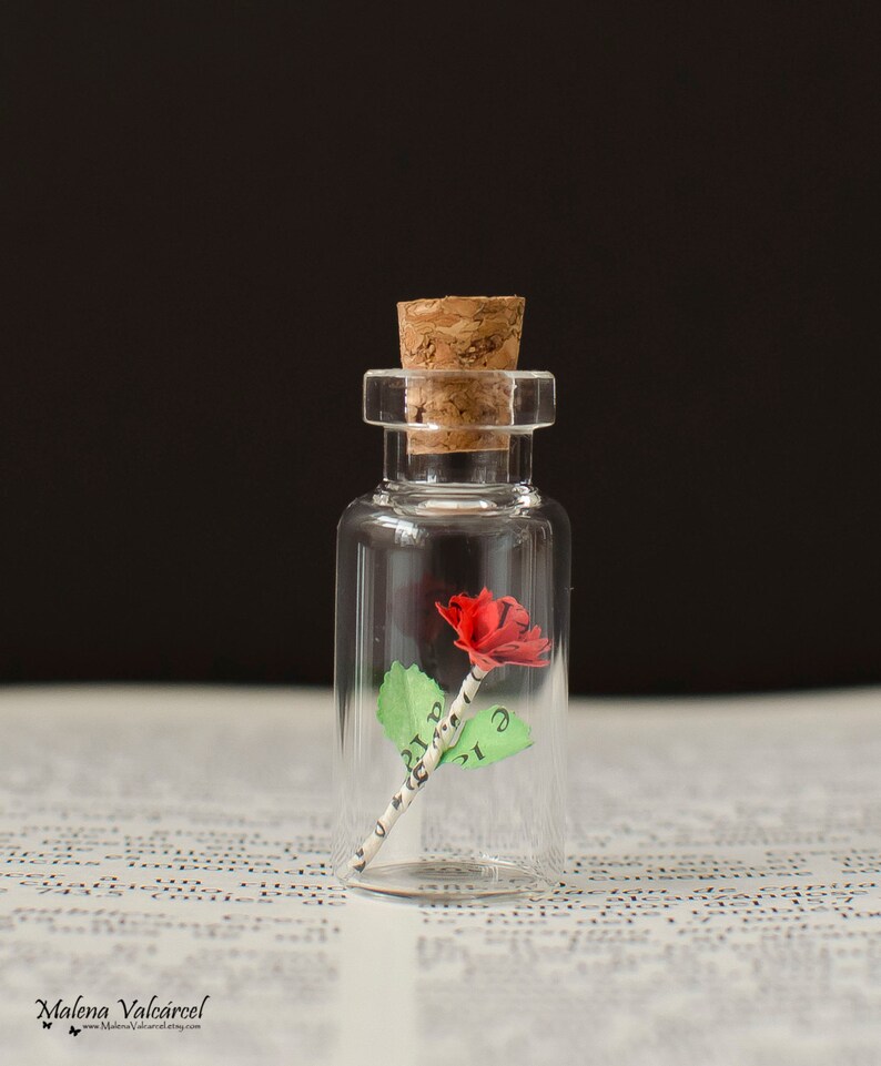 Tiny Paper Rose in Bottle: Miniature Valentines Gift - Etsy