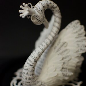 Paper Swan Sculpture, Miniature Swan Art, Handmade Paper Bird, Unique ...