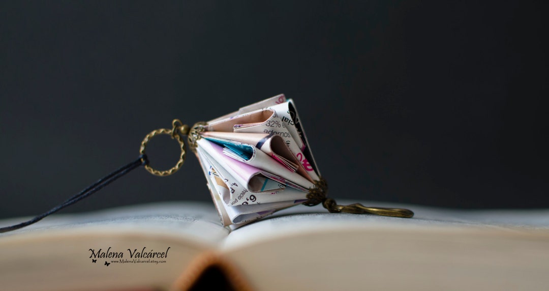 Paper Jewelry - Paper Art - Origami Miniature Book - Paper Necklace - Etsy