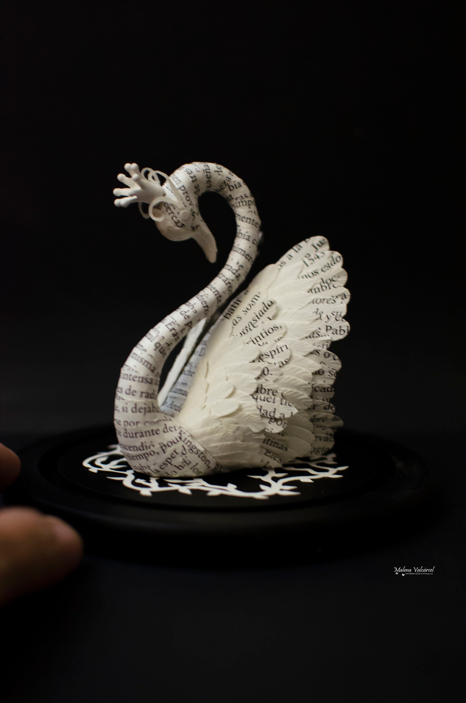 Paper Swan Sculpture, Miniature Swan Art, Handmade Paper Bird, Unique ...