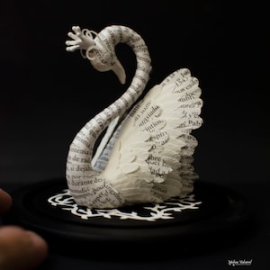 Paper Swan Sculpture, Miniature Swan Art, Handmade Paper Bird, Unique ...