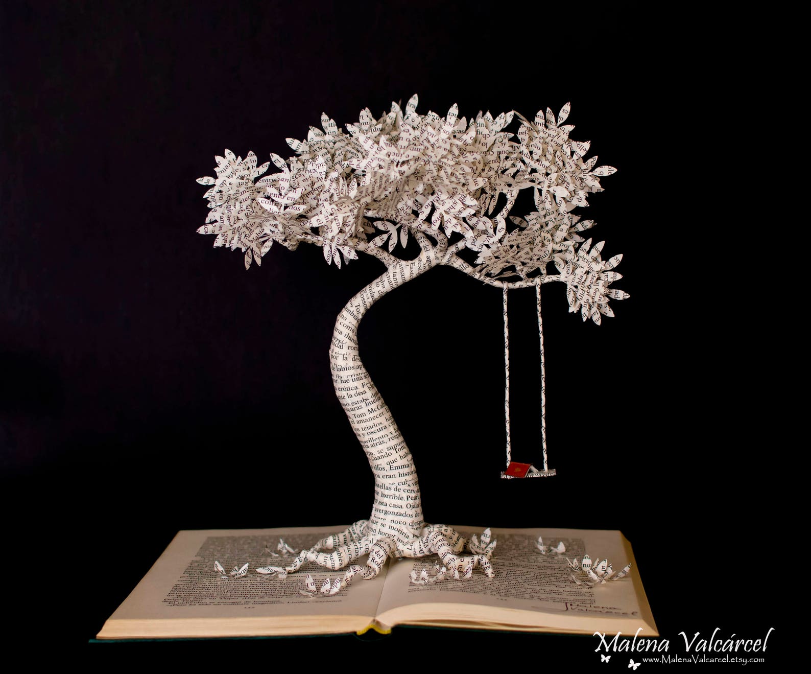 Book Arts Paper Tree with Swing Book Sculpture Altered | Etsy