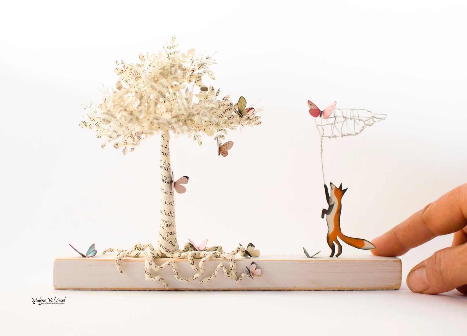 Little Fox Catching Butterflies - Paper Art - Mixed Media - Made to ...