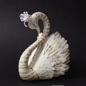 White Paper Swan - Miniature Paper Art - Etsy