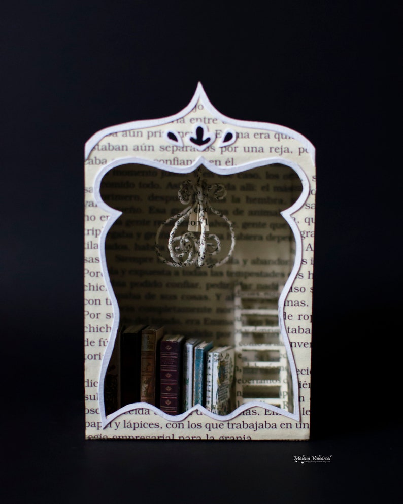 Miniature Library Mini Bookshelf Paper Art - Etsy