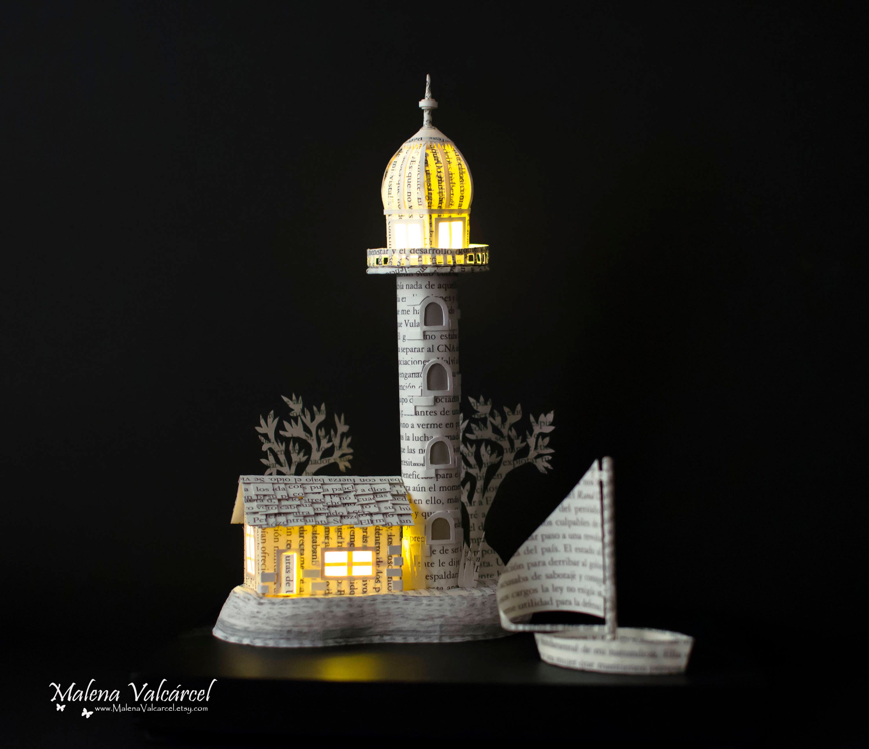Lighthouse Paper Diorama With LED Light: Miniature Paper Art - Etsy