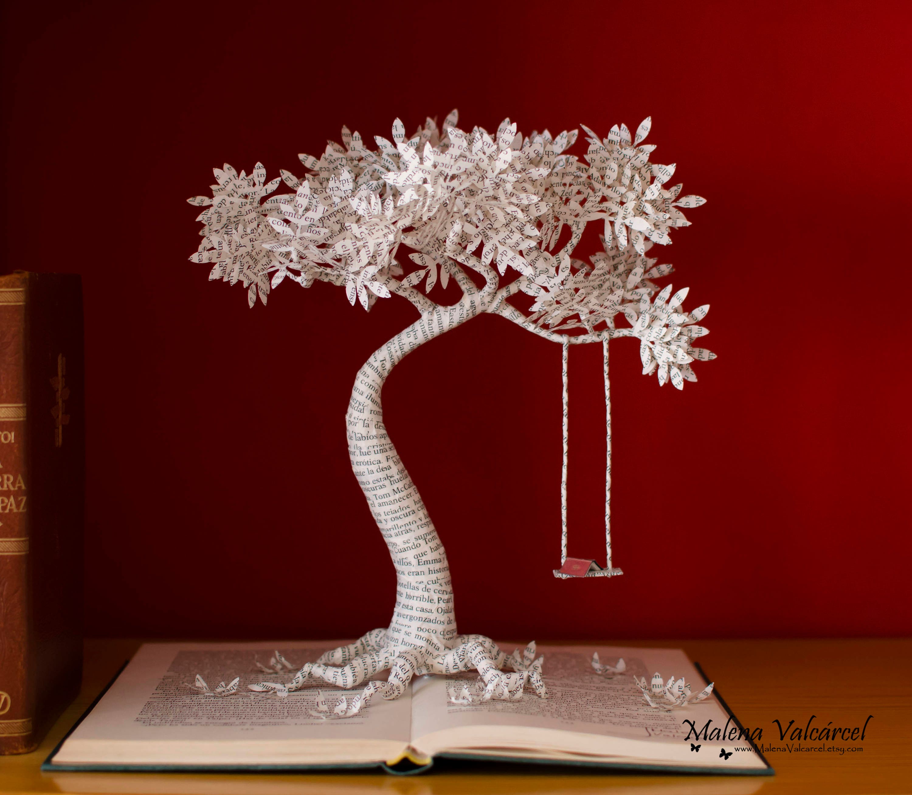 Book Arts Paper Tree With Swing Book Sculpture Altered - Etsy Australia