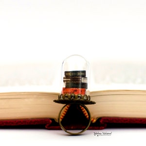 Tiny Books Ring Miniature Books Ring Glass Dome Ring - Etsy