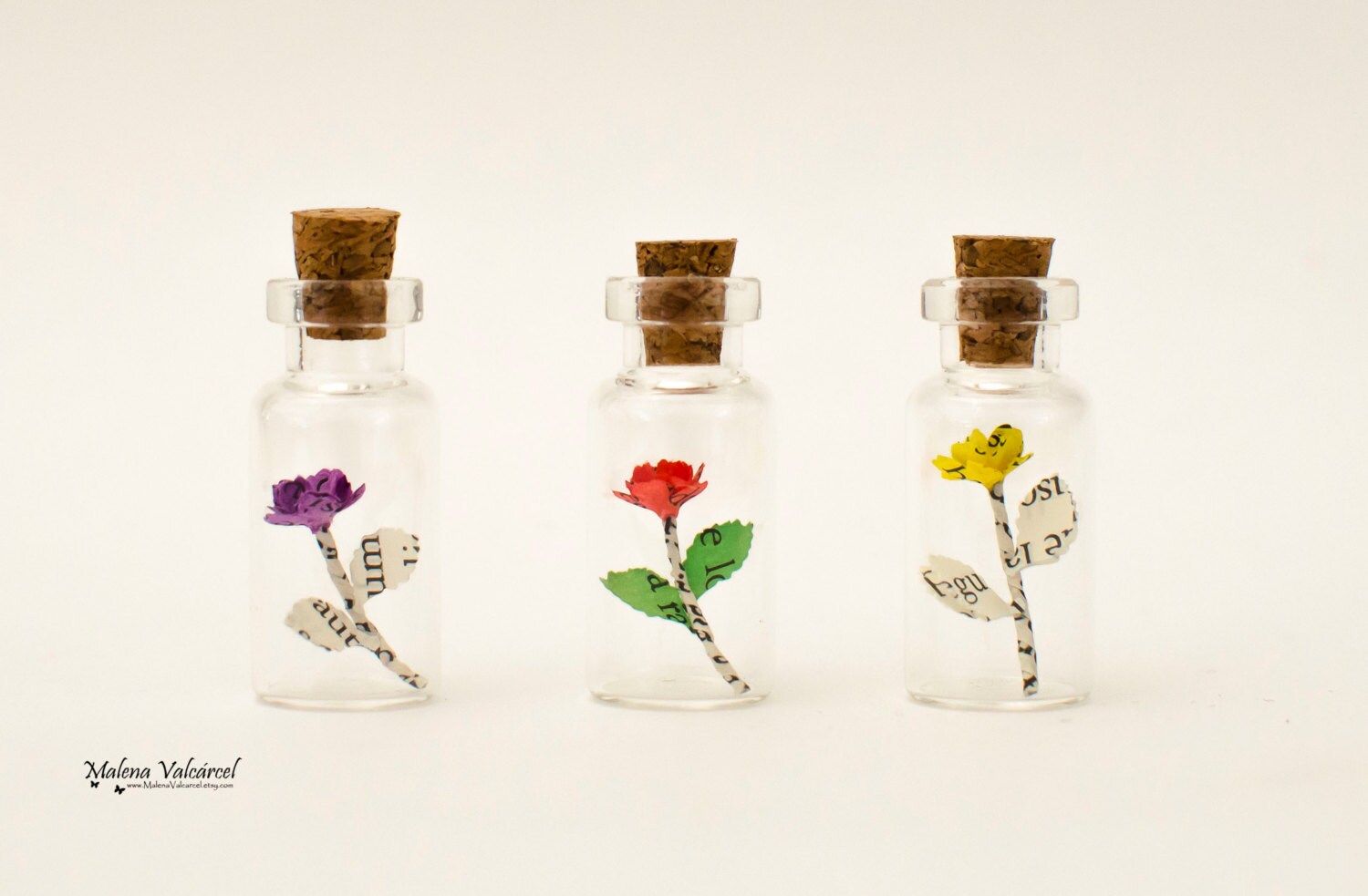 Tiny Paper Rose in a Bottle Vial With Miniature Rose - Etsy