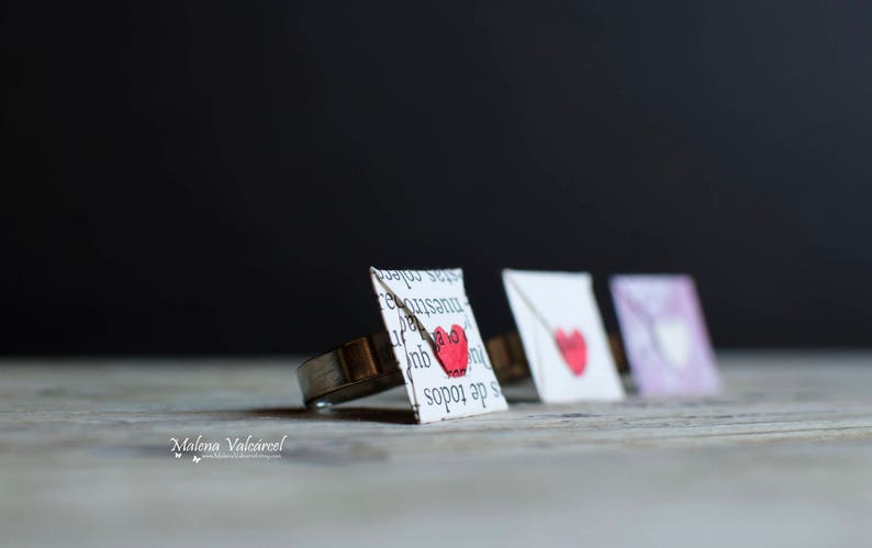 Personalised Message Envelope Ring Paper Ring Miniature - Etsy