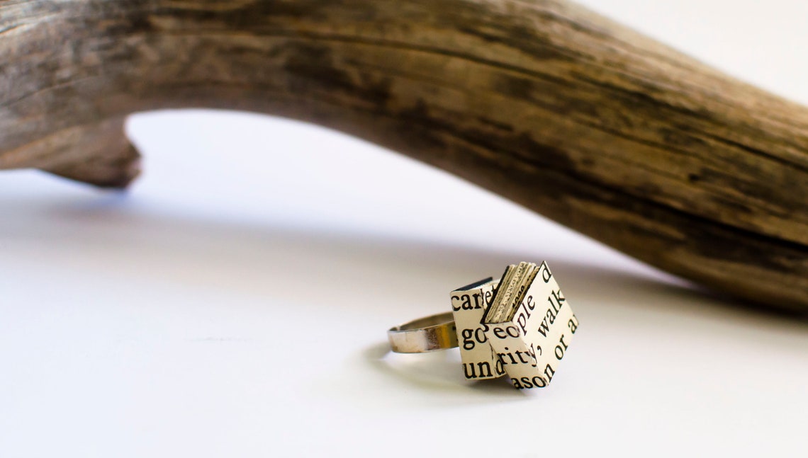 Ring Stack of Books - Paper Ring - Miniature Books - Paper Art - Paper ...
