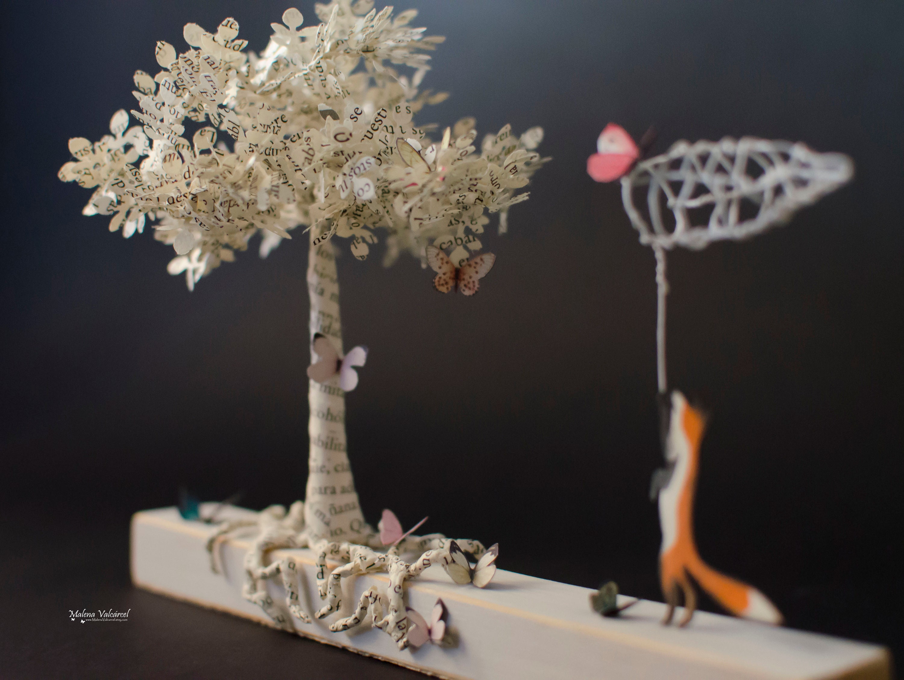 Little Fox Catching Butterflies - Paper Art - Mixed Media - Made to ...