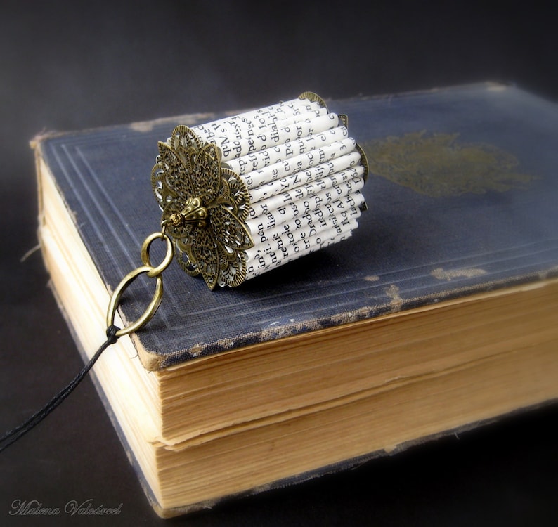Book Art Necklace Paper Jewelry Altered Book - Etsy