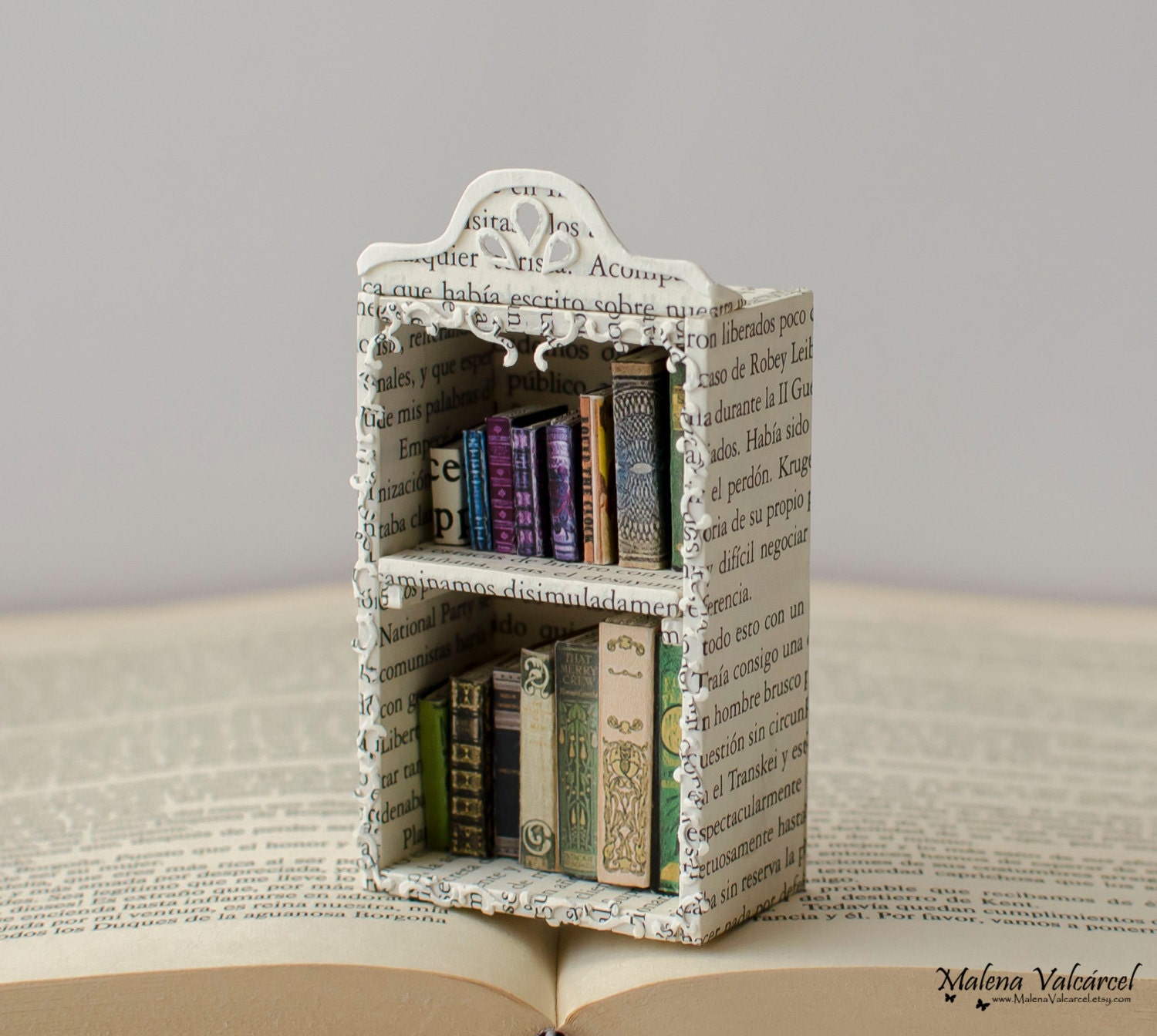 Paper Art Miniature Library With Tiny Books Diorama - Etsy