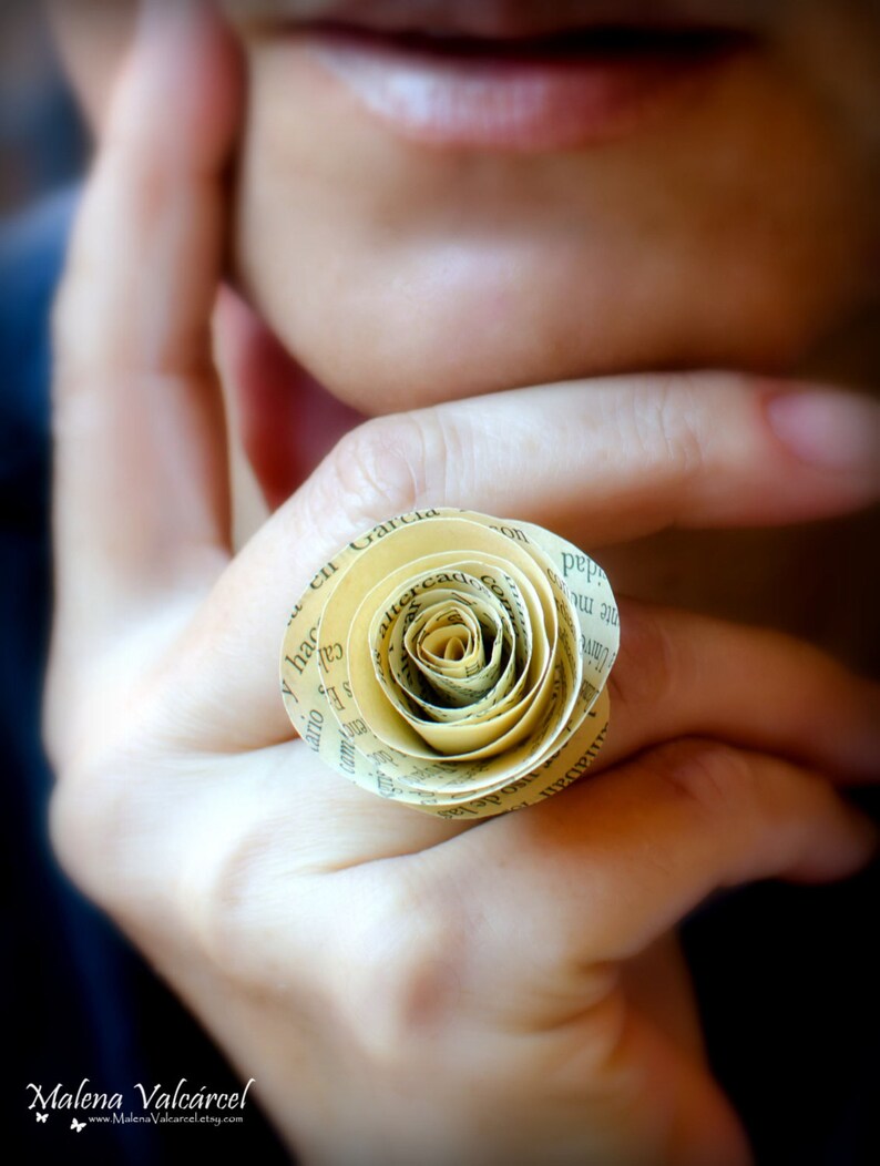 Paper Flower Ring Adjustable Ring Recycled Paper | Etsy